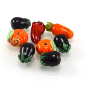 Glass Vegetables Food Lampwork Eggplant Aubergine Beads Mini Vegetables ...
