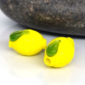 Lemon Beads, Lampwork Fruits, Glass Fruit Beads, Artisan Lampwork, Mini ...
