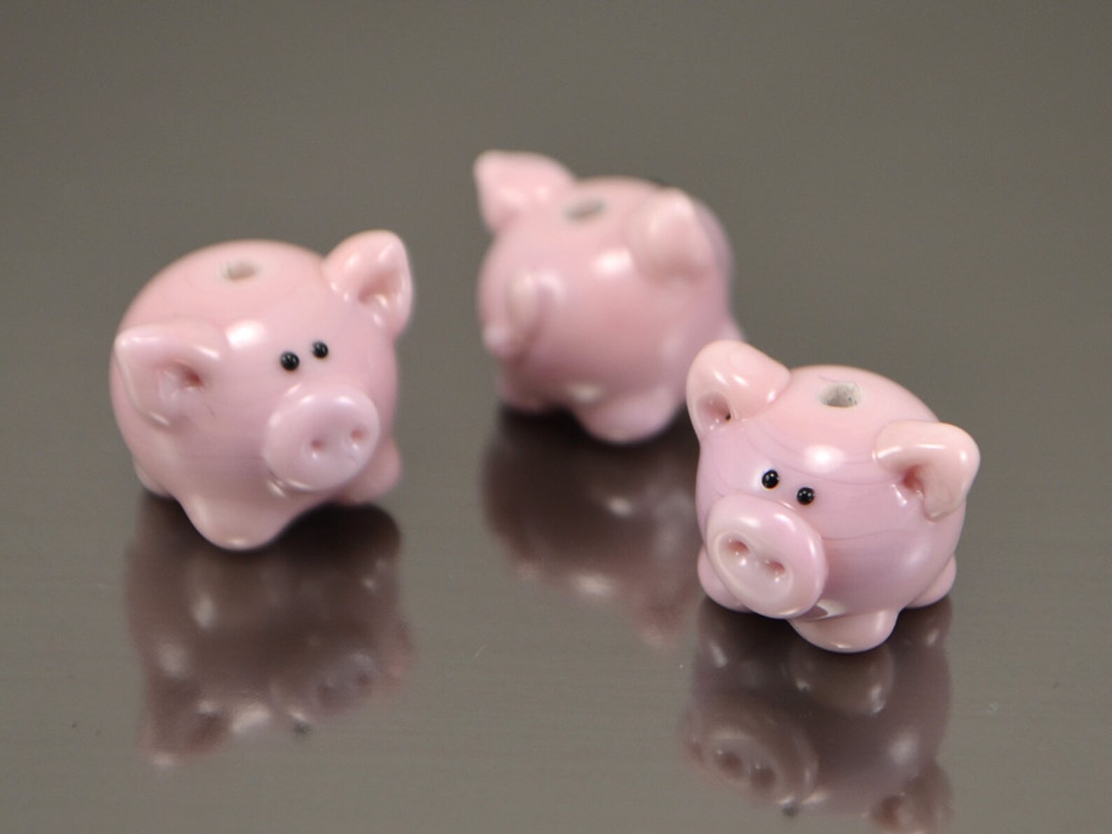 Handmade Lampwork Pig Bead Glass Miniature Farm Animal Pink | Etsy