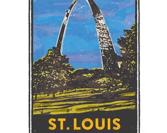 St. Louis Poster / Gateway Arch / Missouri Skyline Photography ...