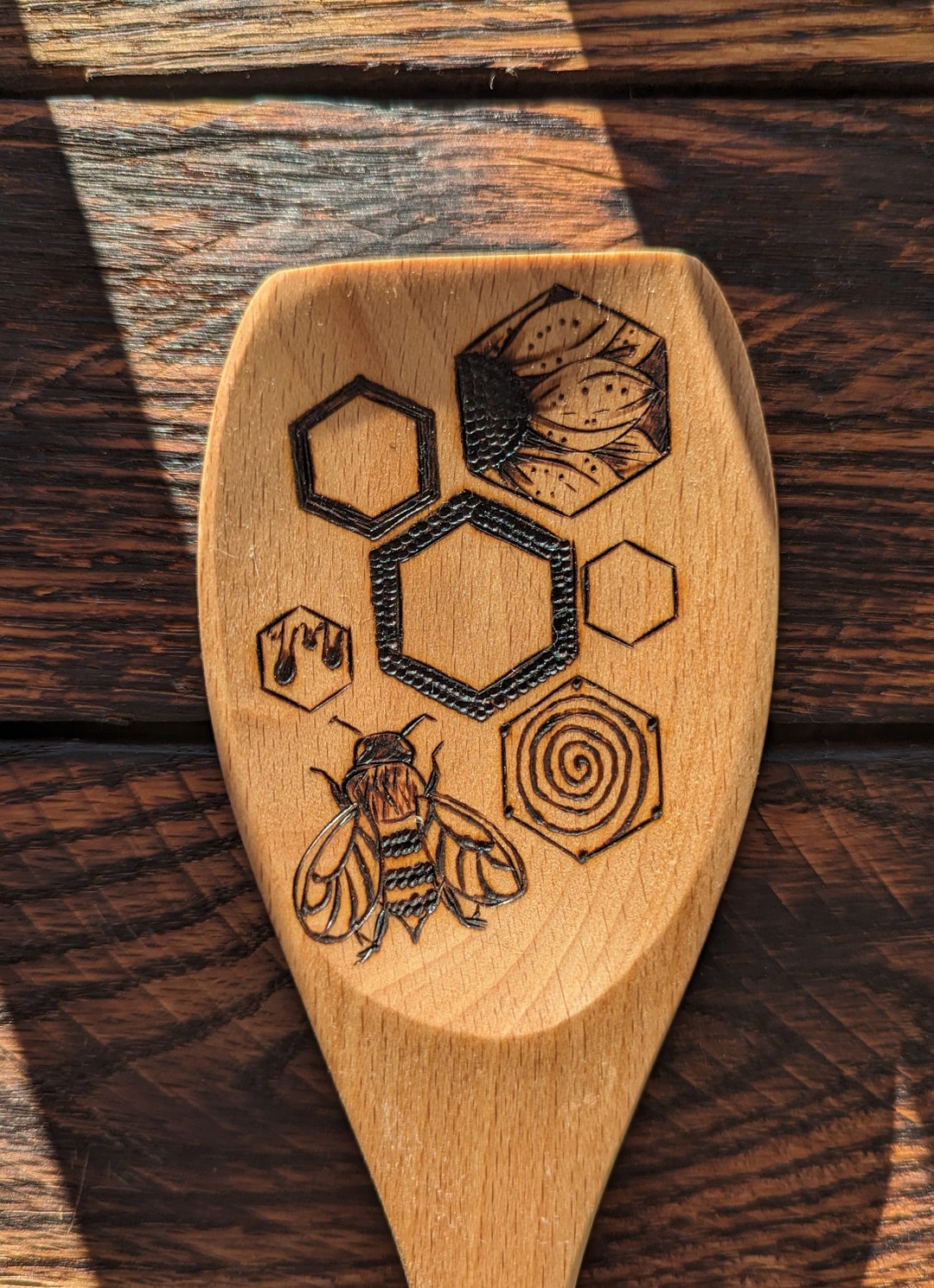 Honey Bee Wooden Spoon Pyrography Kitchen Utensil Hostess Gift - Etsy