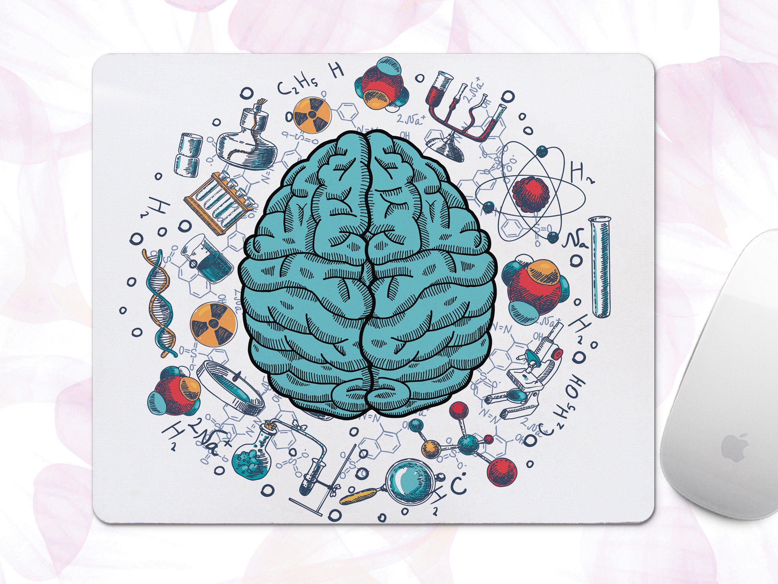 Brain Desk Pad Mouse Pad With Design Round Mousepad Printed - Etsy