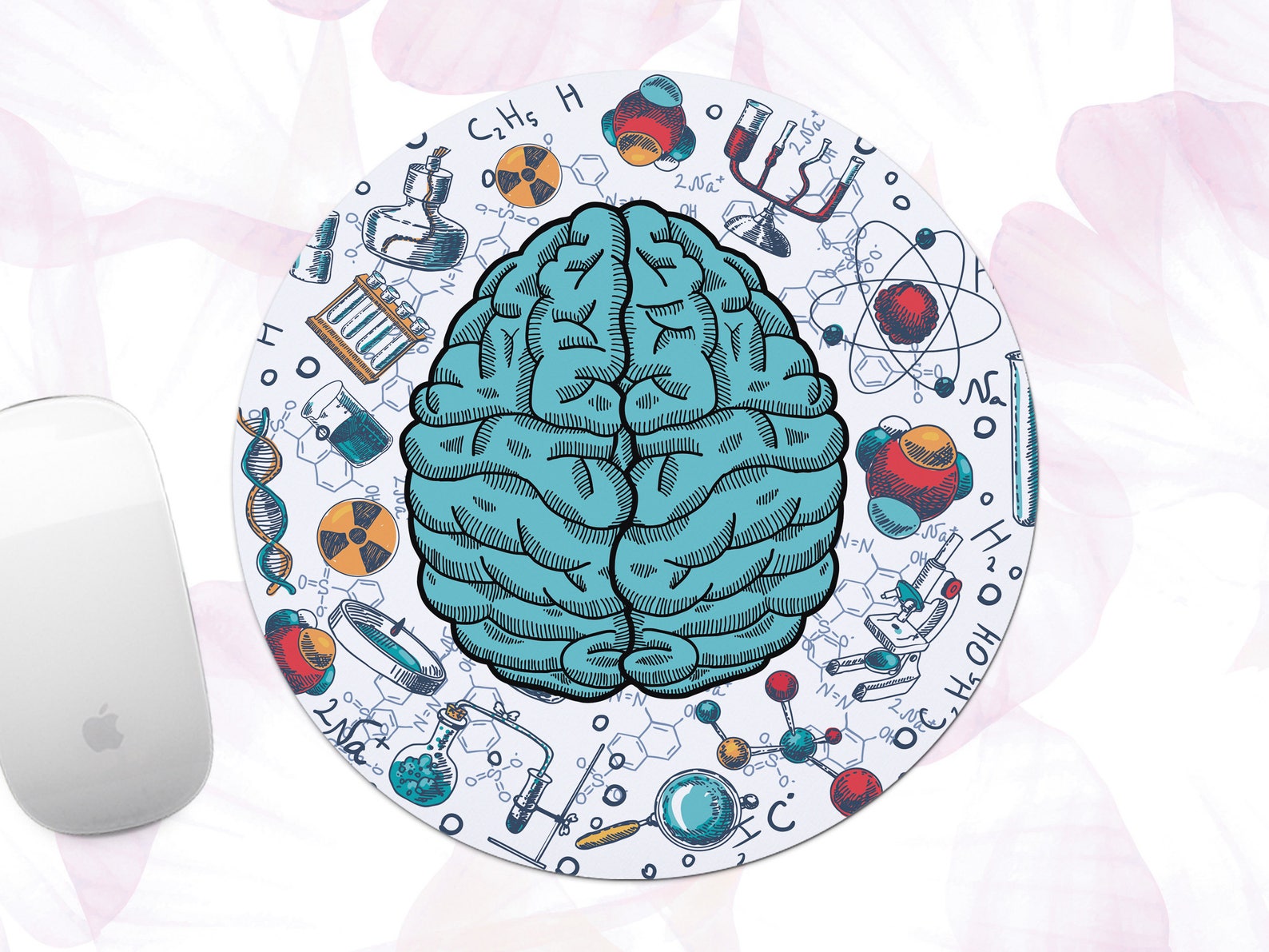 Brain Desk Pad Mouse Pad With Design Round Mousepad Printed - Etsy