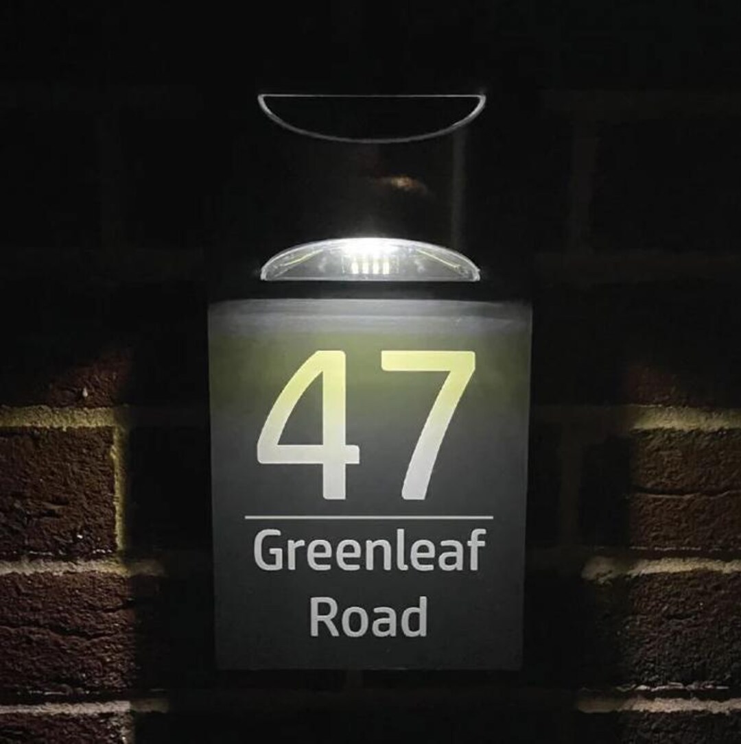 Solar LED House Sign, Modern Address Plaque, CONTEMPORARY Door Number ...