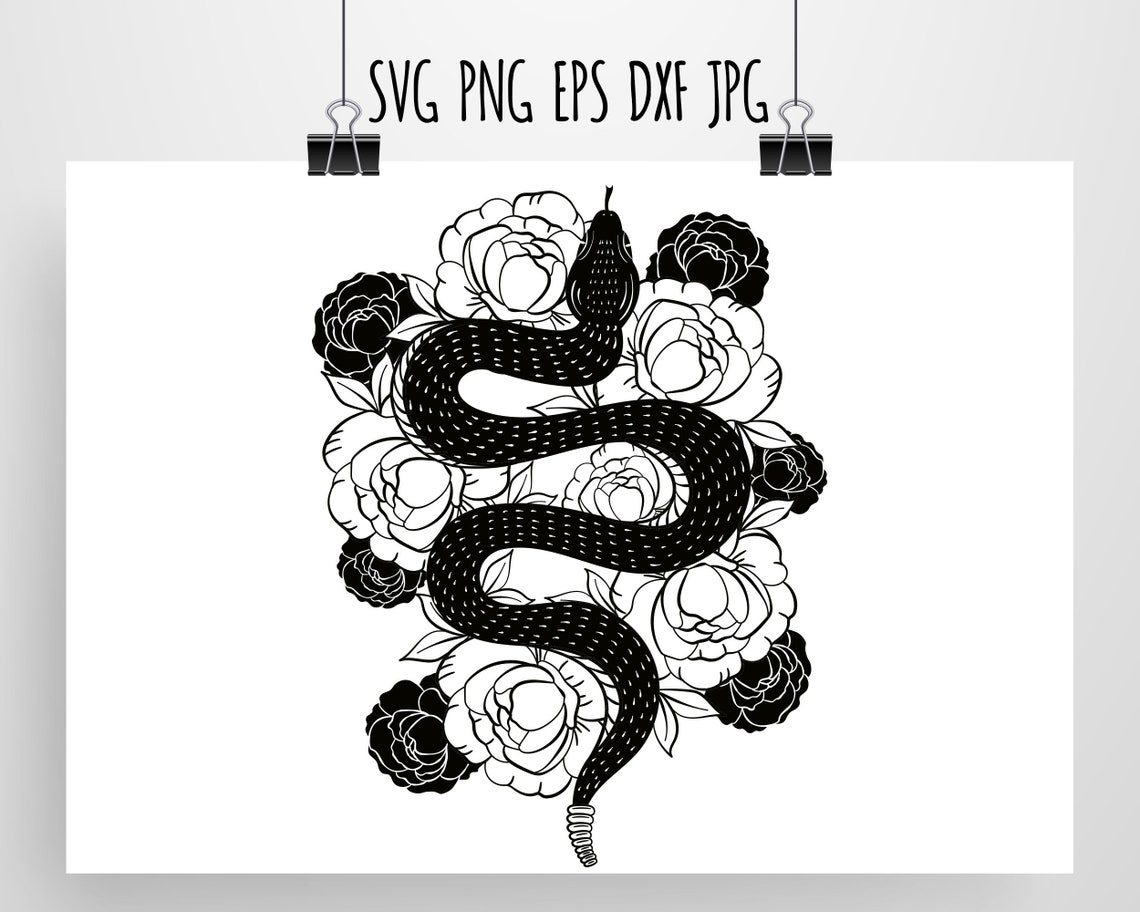 Black Snake Svg Floral Digital Files Svg Cute Art Design | Etsy
