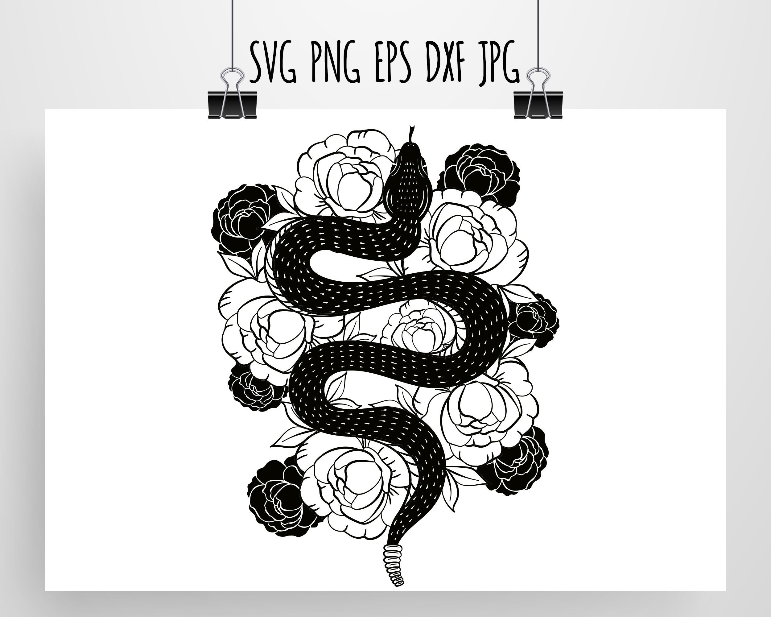 Black Snake Svg Floral Digital Files Svg Cute Art Design | Etsy