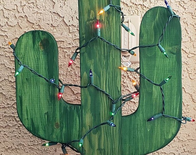 Green Cactus Sign With Lights| Wood Cactus Front Door Sign With Lights ...