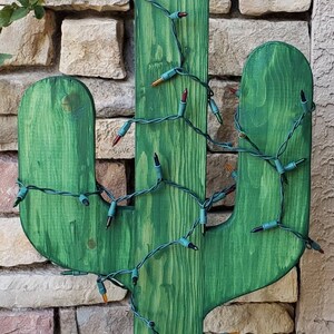 Green Cactus Sign With Lights Wood Cactus Front Door Sign With Lights ...