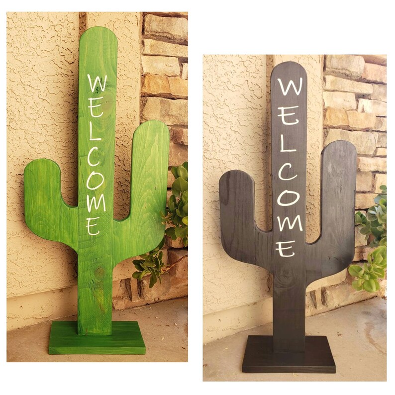 Cactus Sign Wood Cactus Front Door Sign Standing Cactus | Etsy