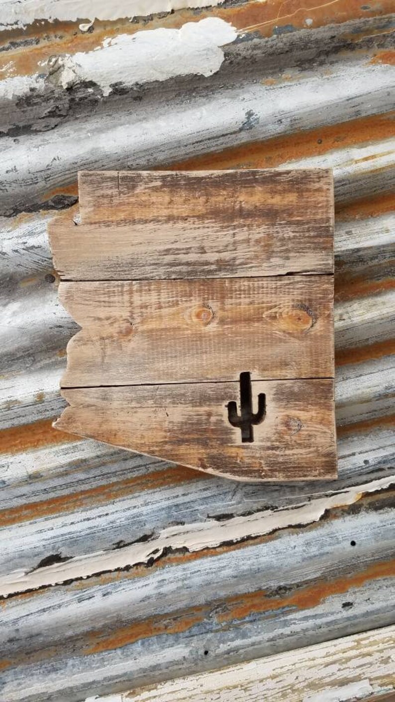 Small Arizona Sign With Cactus Cutout Arizona Wood Sign | Etsy