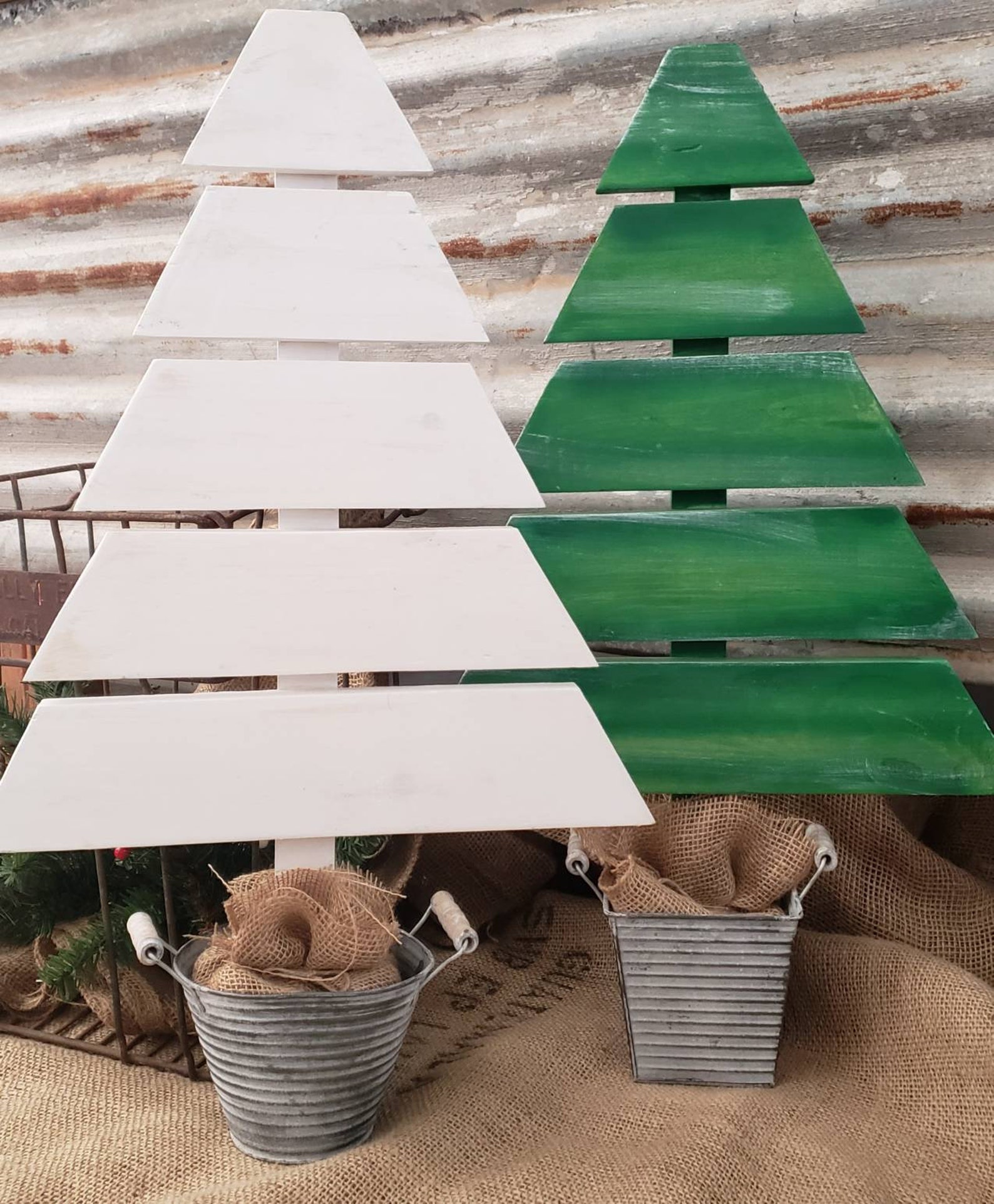 Pallet Christmas Tree in Bucket Christmas Tree Pallet Tree - Etsy