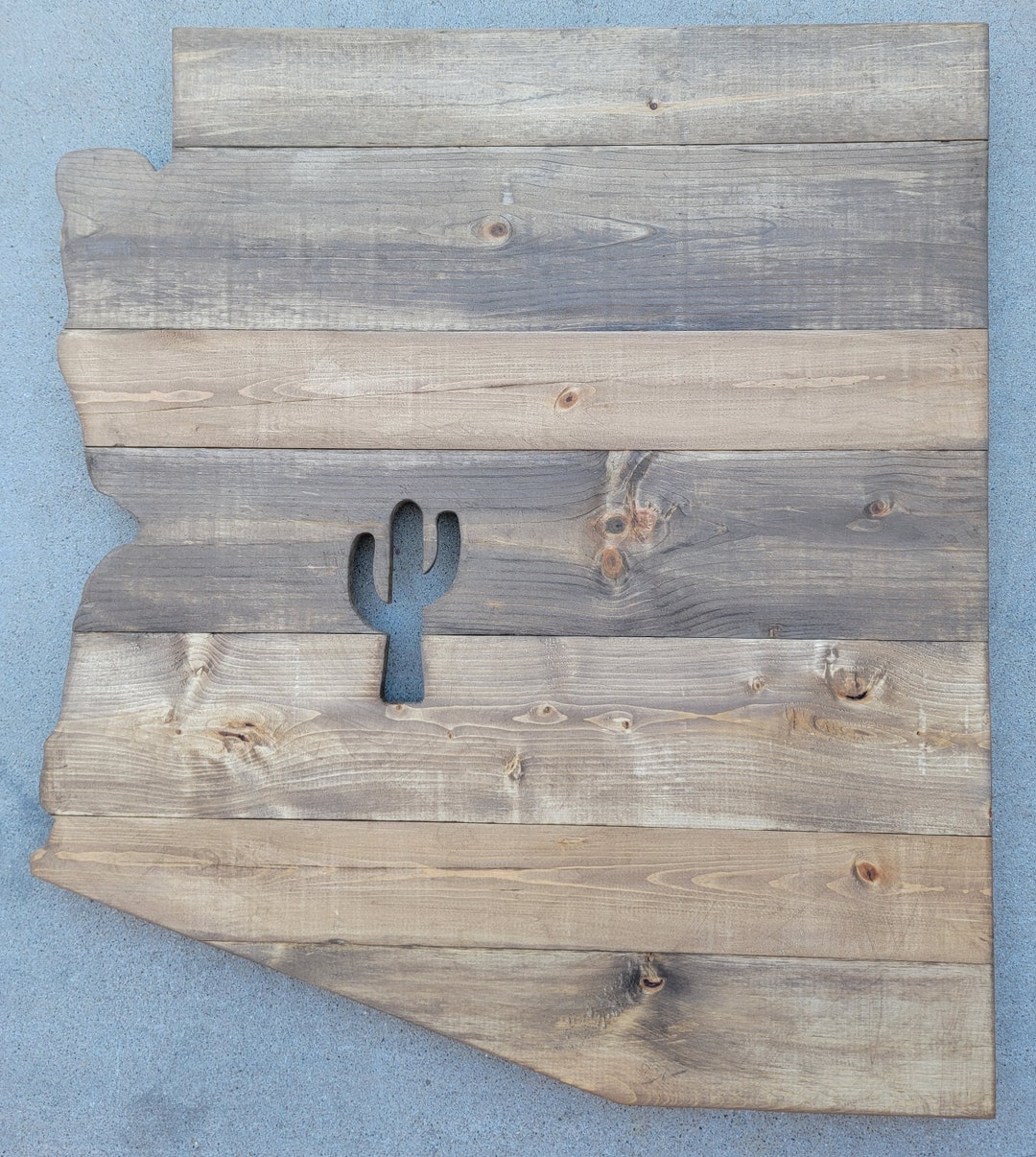 Large Arizona Sign With Cactus Cutout | AZ | State Pallet Sign | Rustic ...