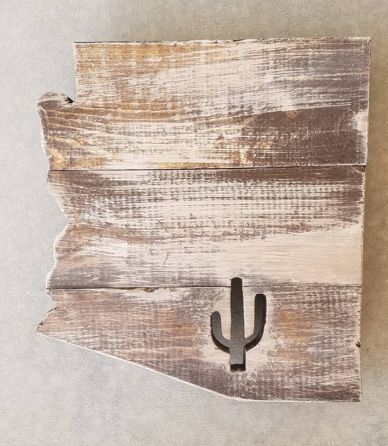 Small Arizona Sign With Cactus Cutout Arizona Wood Sign | Etsy