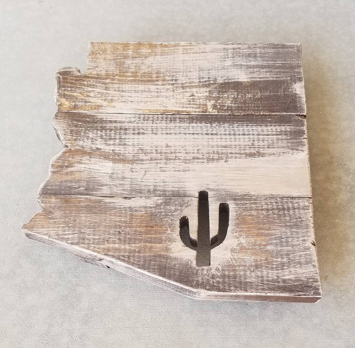 Small Arizona Sign With Cactus Cutout Arizona Wood Sign | Etsy