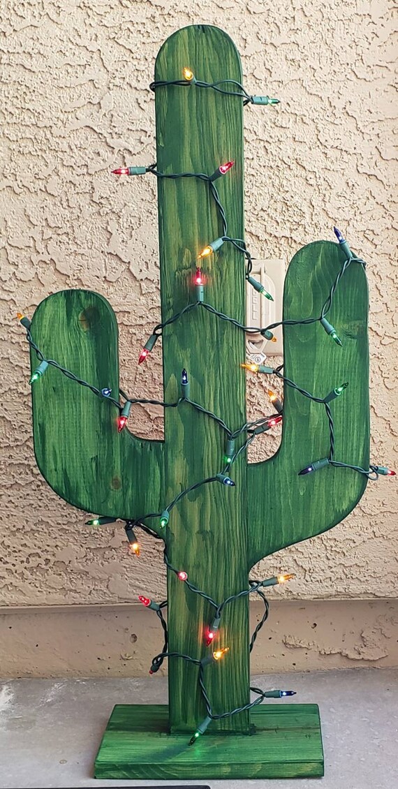 Green Cactus Sign With Lights Wood Cactus Front Door Sign - Etsy
