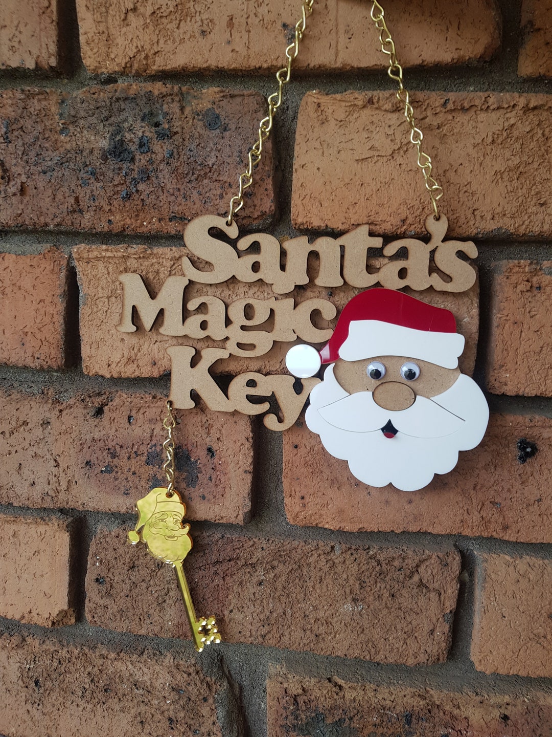 Santa's Magic Key Holder Lasered Santa Sign Gold Santa - Etsy