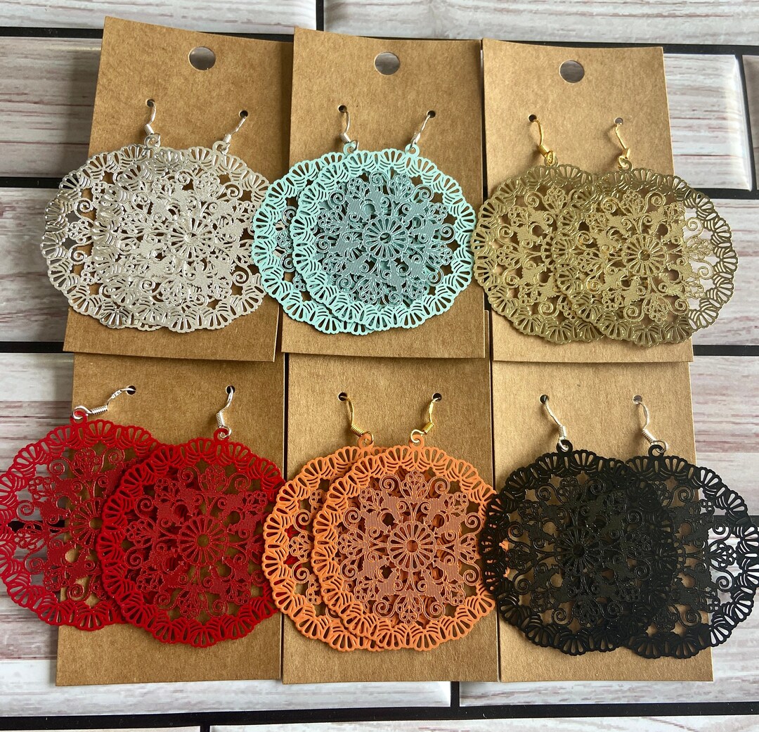 FREE SHIPPING ULTRA Lightweight Laser Filigree Cut Metal Earrings, Hypo ...