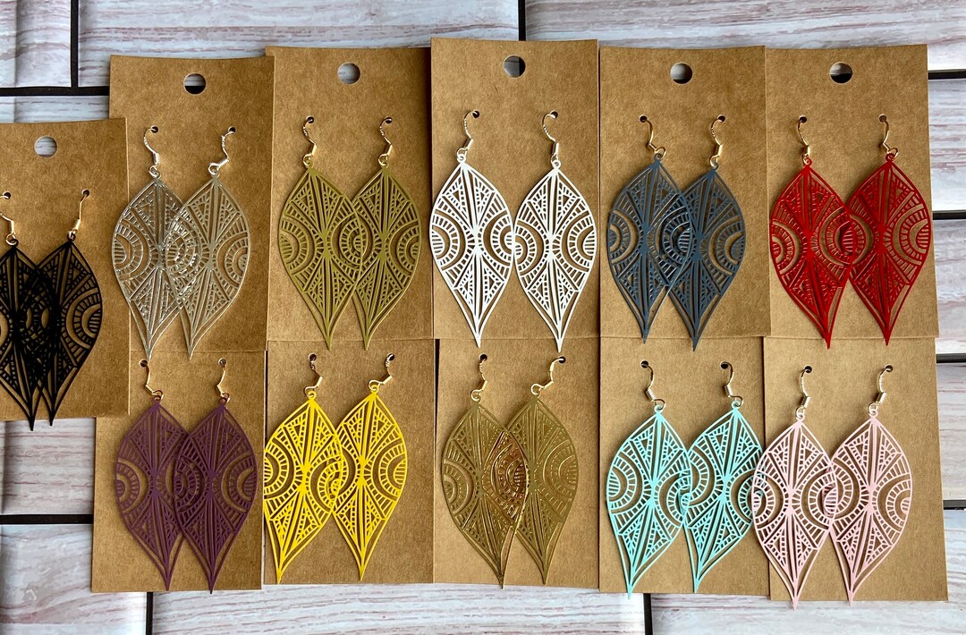 Lightweight Laser Cut Filigree Drop Earrings, Hypoallergenic - Etsy