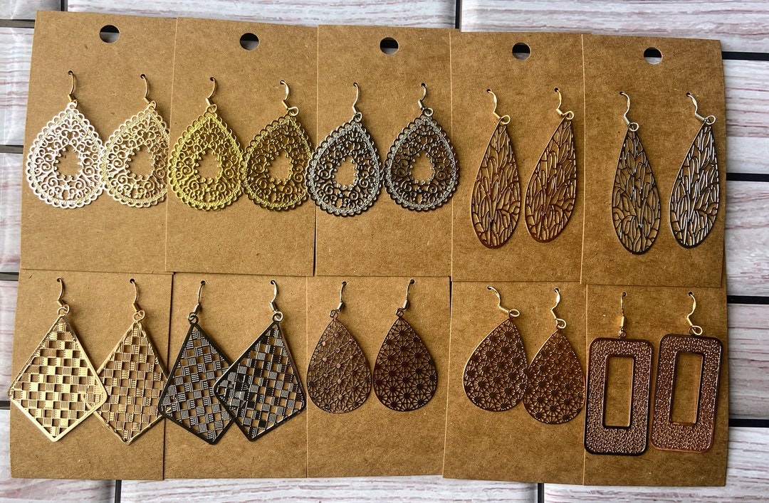 Laser Cut Filigree Drop Earrings, Hypoallergenic, Lightweight - Etsy