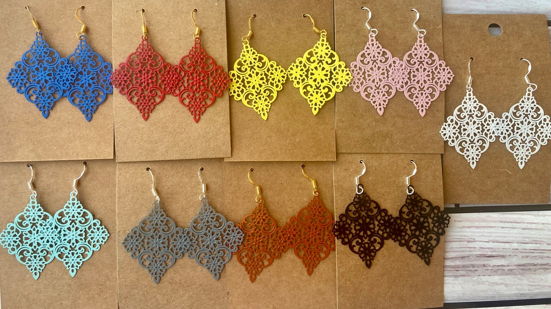 FREE SHIPPING ULTRA Lightweight Laser Filigree Cut Metal Earrings, Hypo ...