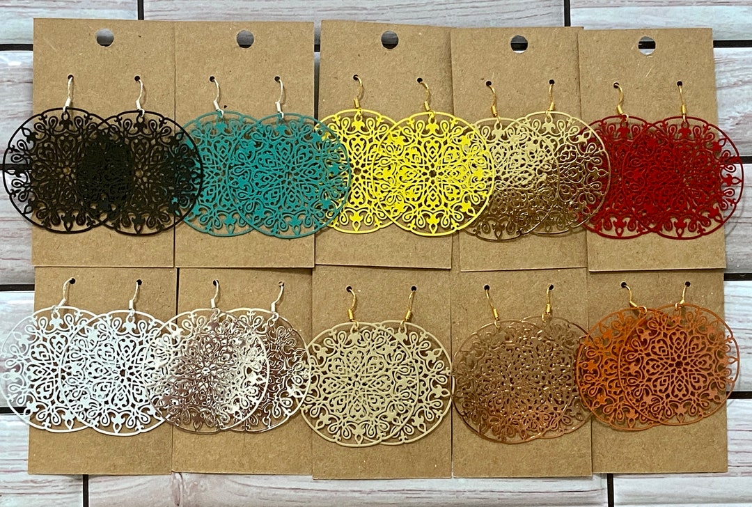 Laser Cut Filigree Earrings, Lightweight Hypoallergenic Metal Drop ...