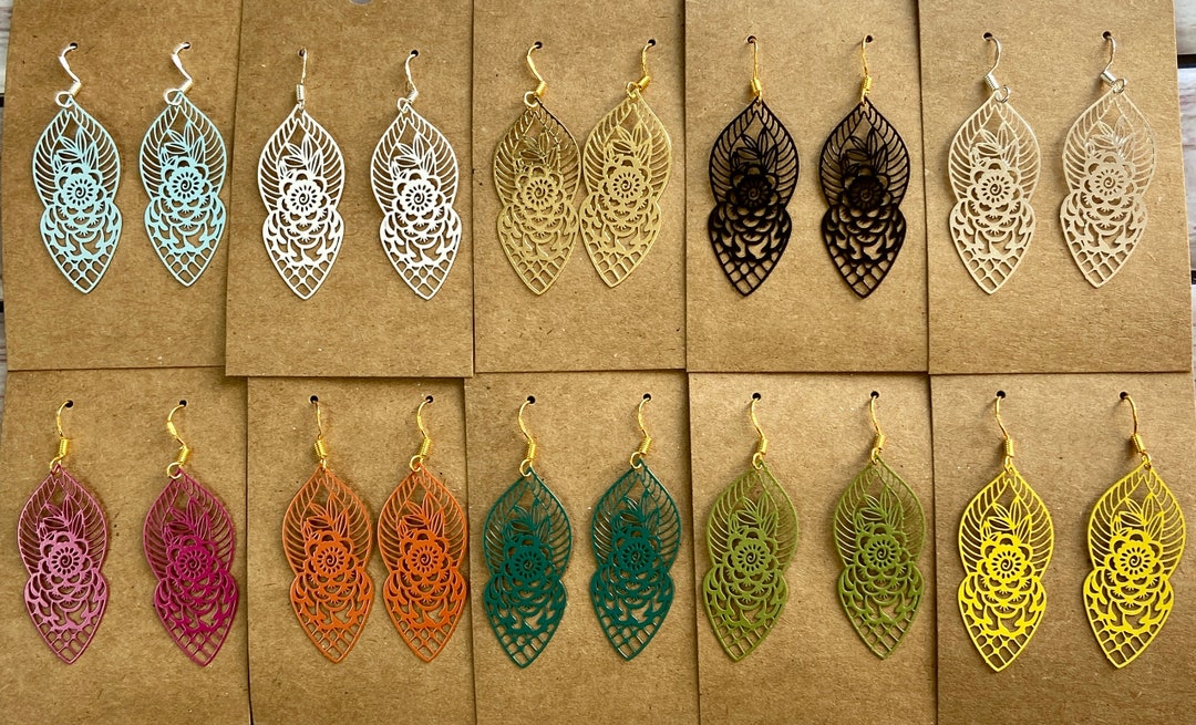 FREE SHIPPING ULTRA Lightweight Laser Filigree Cut Metal Earrings, Hypo ...
