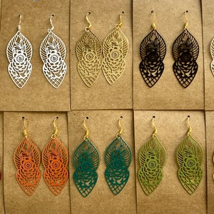 Lightweight Laser Cut Filigree Metal Drop Earrings, Hypoallergenic - Etsy
