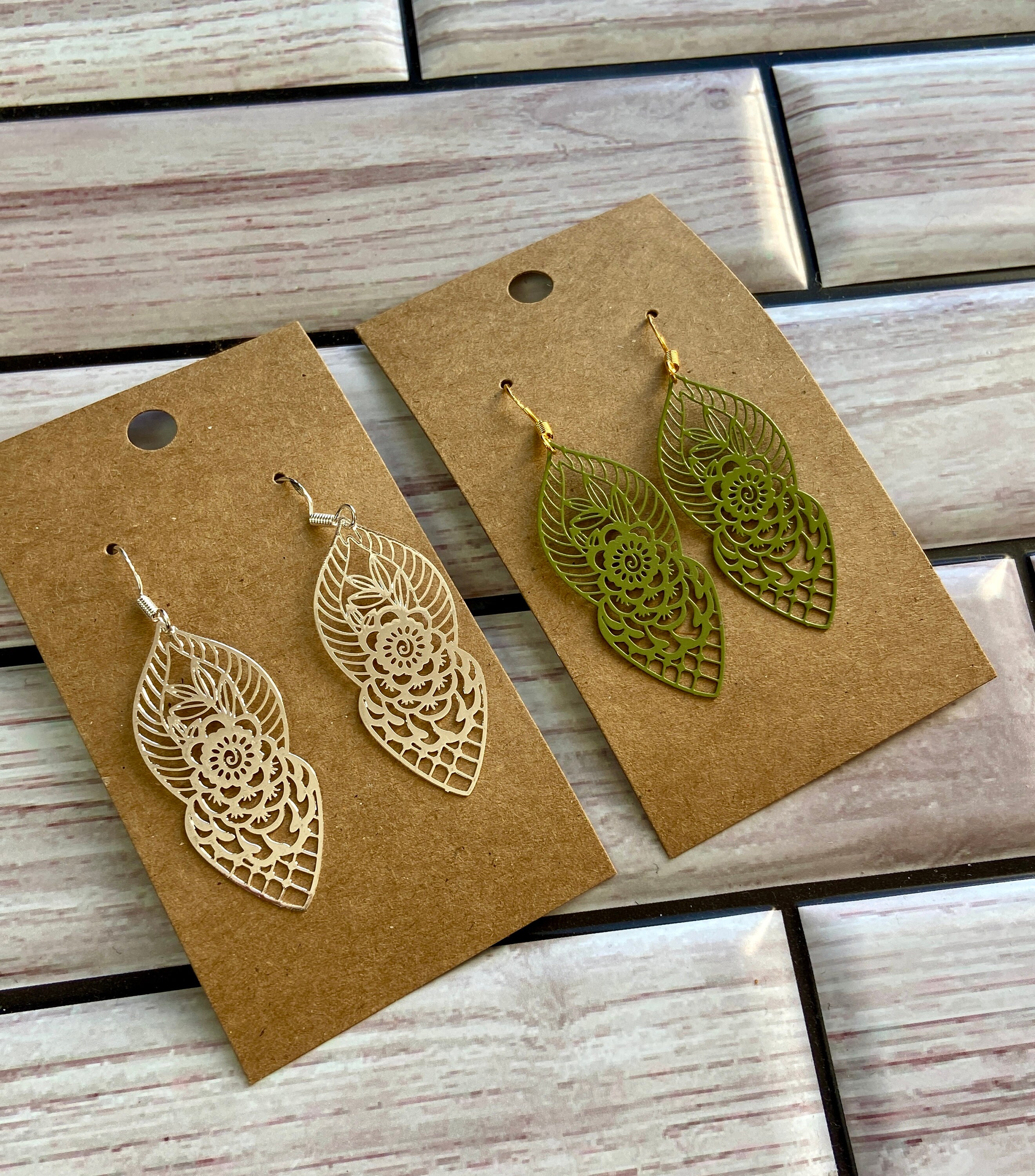 Lightweight Laser Cut Filigree Metal Drop Earrings, Hypoallergenic - Etsy