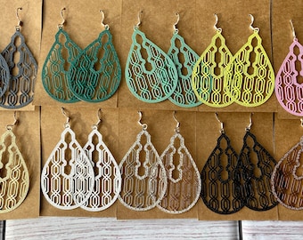 FREE SHIPPING ULTRA Lightweight Laser Filigree Cut Metal Earrings, Hypo ...