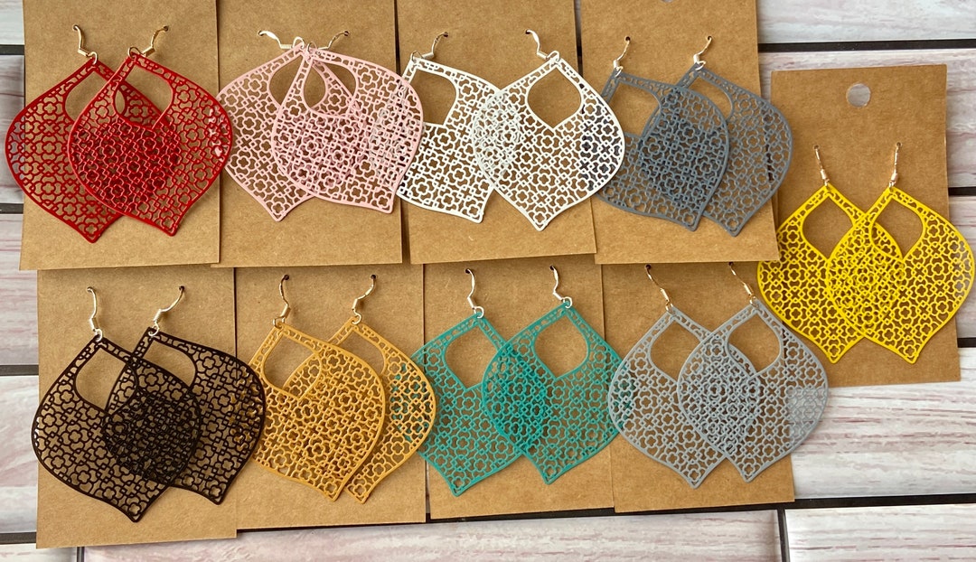 Lightweight Laser Cut Filigree Drop Earrings, Hypoallergenic - Etsy