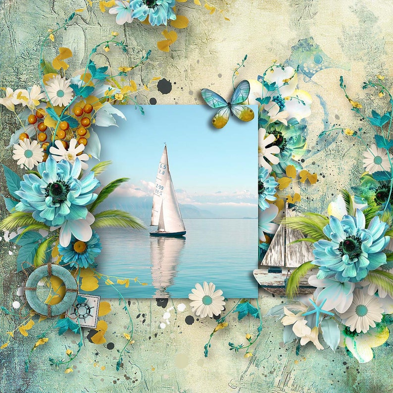 Digital Scrapbooking QUICK PAGES OCEAN X 4 Premade Pages to - Etsy ...