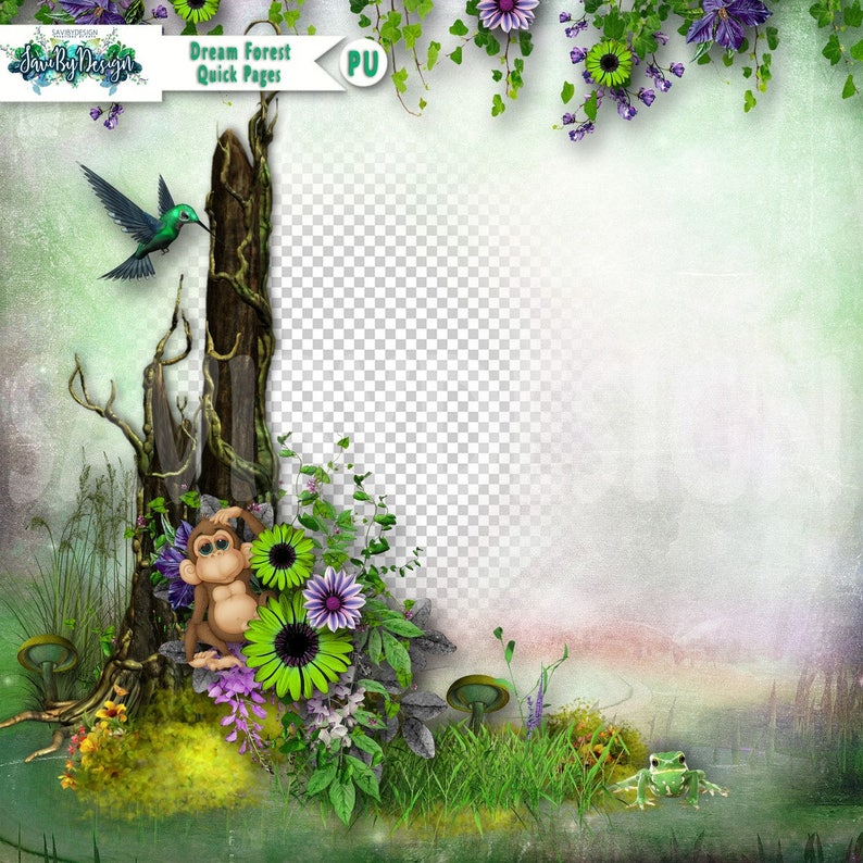 Digital Scrapbooking QUICK PAGES Dream Forest X 4 Premade Page - Etsy