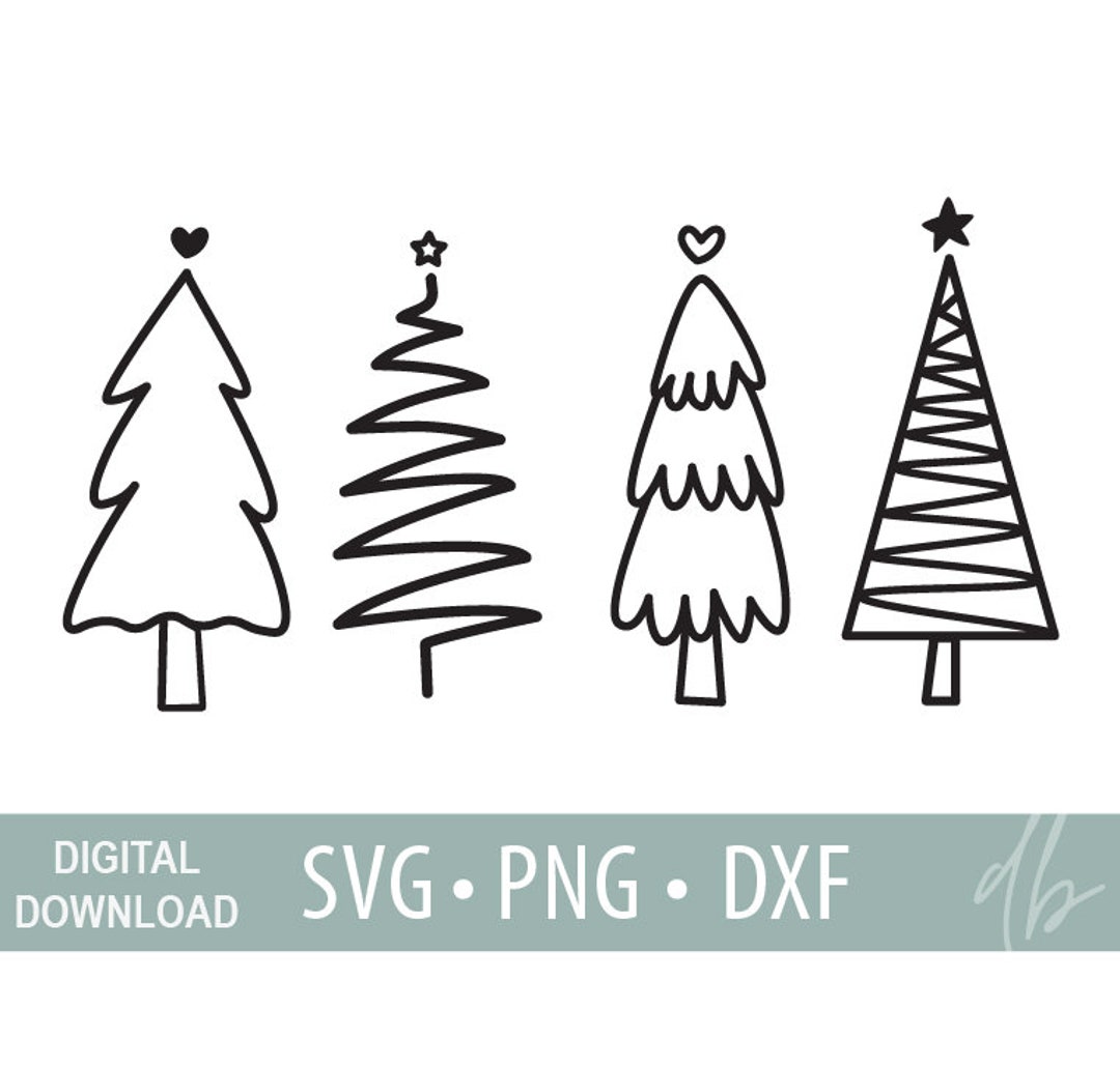 Christmas Trees SVG, Merry Christmas SVG Instant Download, Minimalistic ...