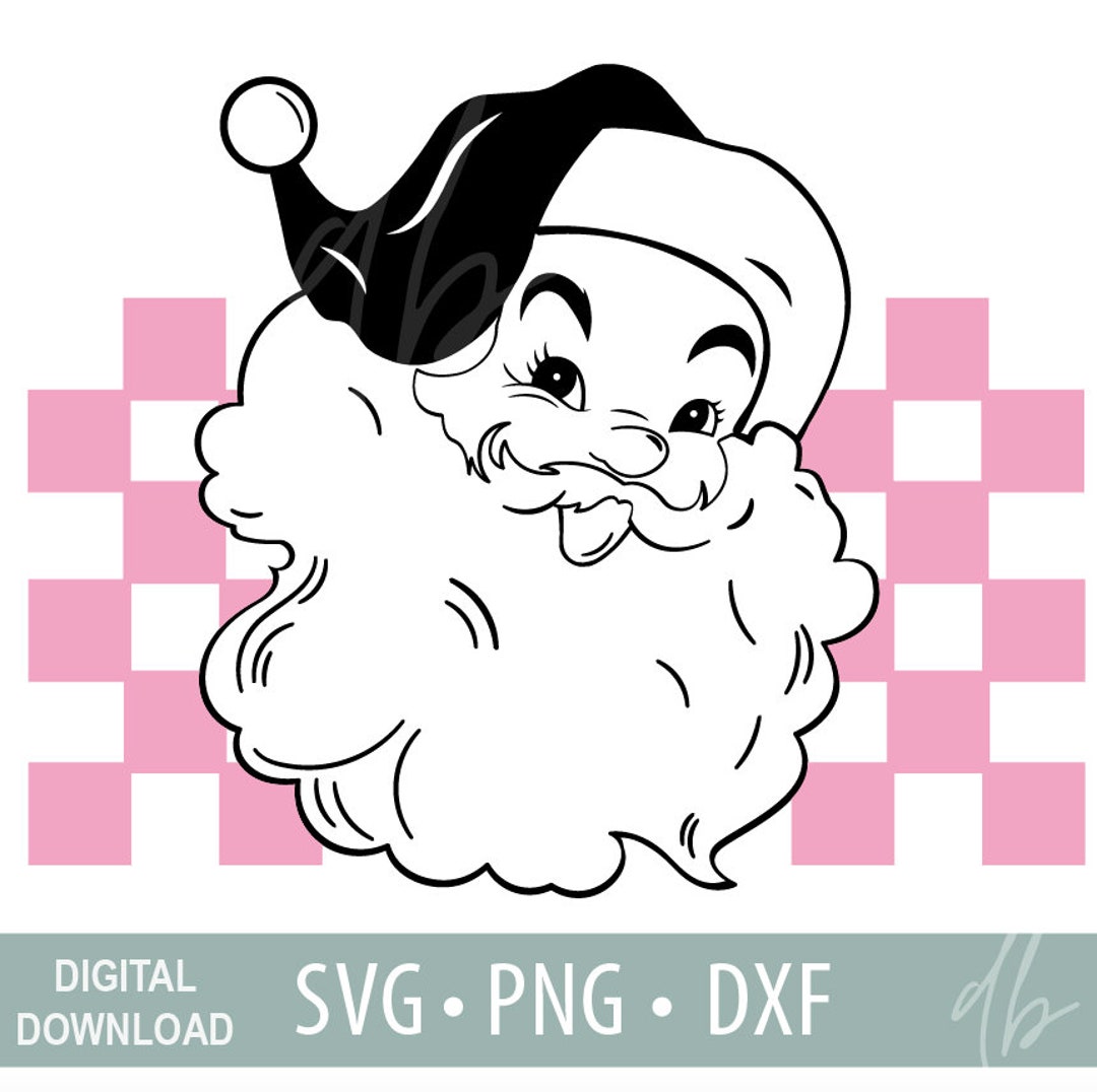Santa SVG PNG, Retro Santa Svg, Christmas SVG, Retro Santa Face Svg ...