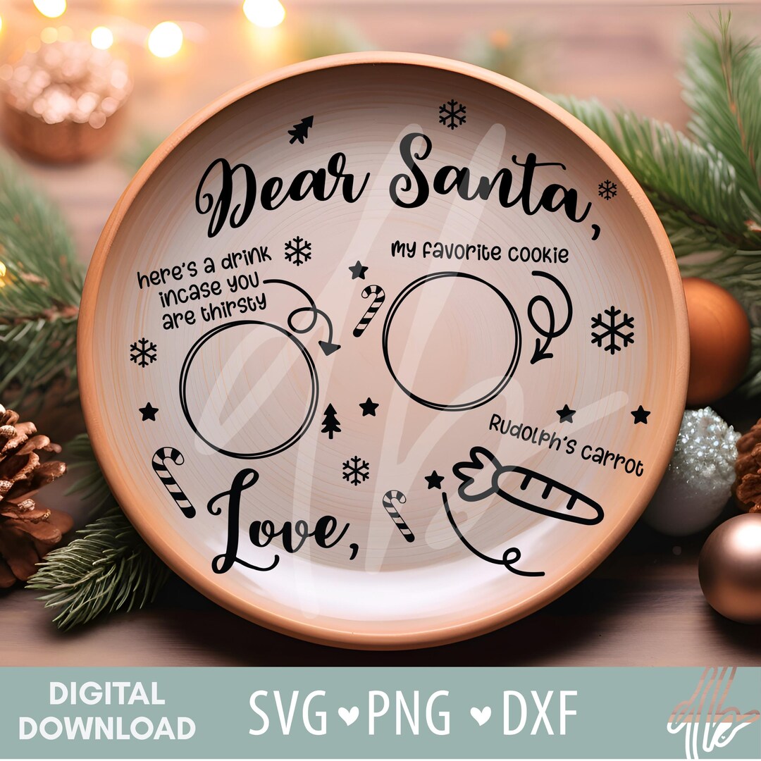 Dear Santa Tray SVG, Christmas Plate SVG, Santa Tray SVG, Santa Plate ...