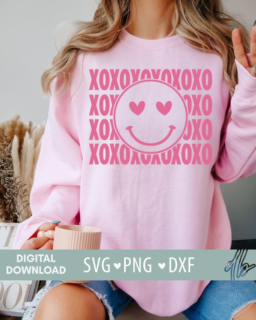 Happy Face SVG, Xoxo Smiley Svg, Love Heart Svg, Heart Eyes Happy Face ...
