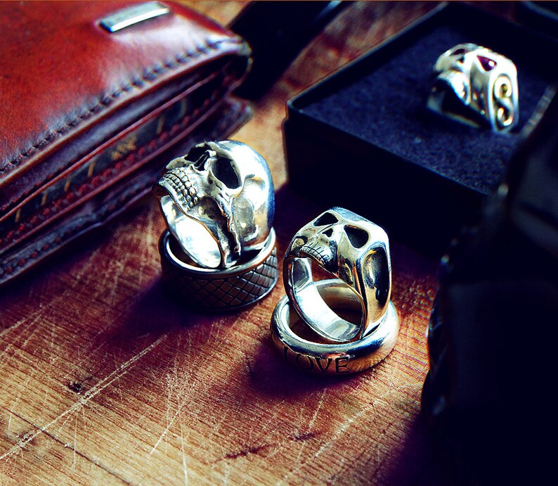 Johnny Depp Sterling Silver Skull Ring Handcrafted | Etsy
