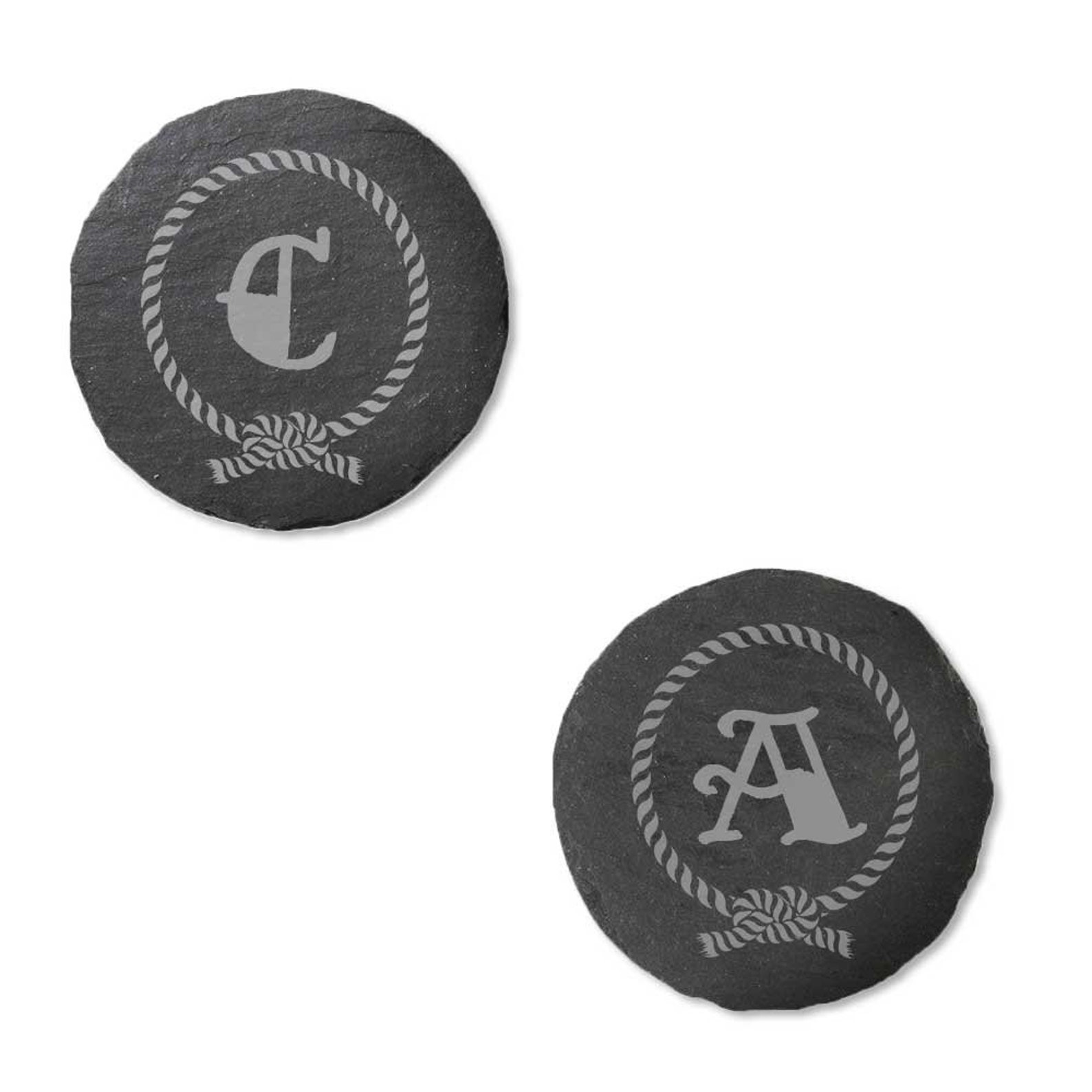 Personalised Round Slate Coasters With Nautical Rope and - Etsy UK