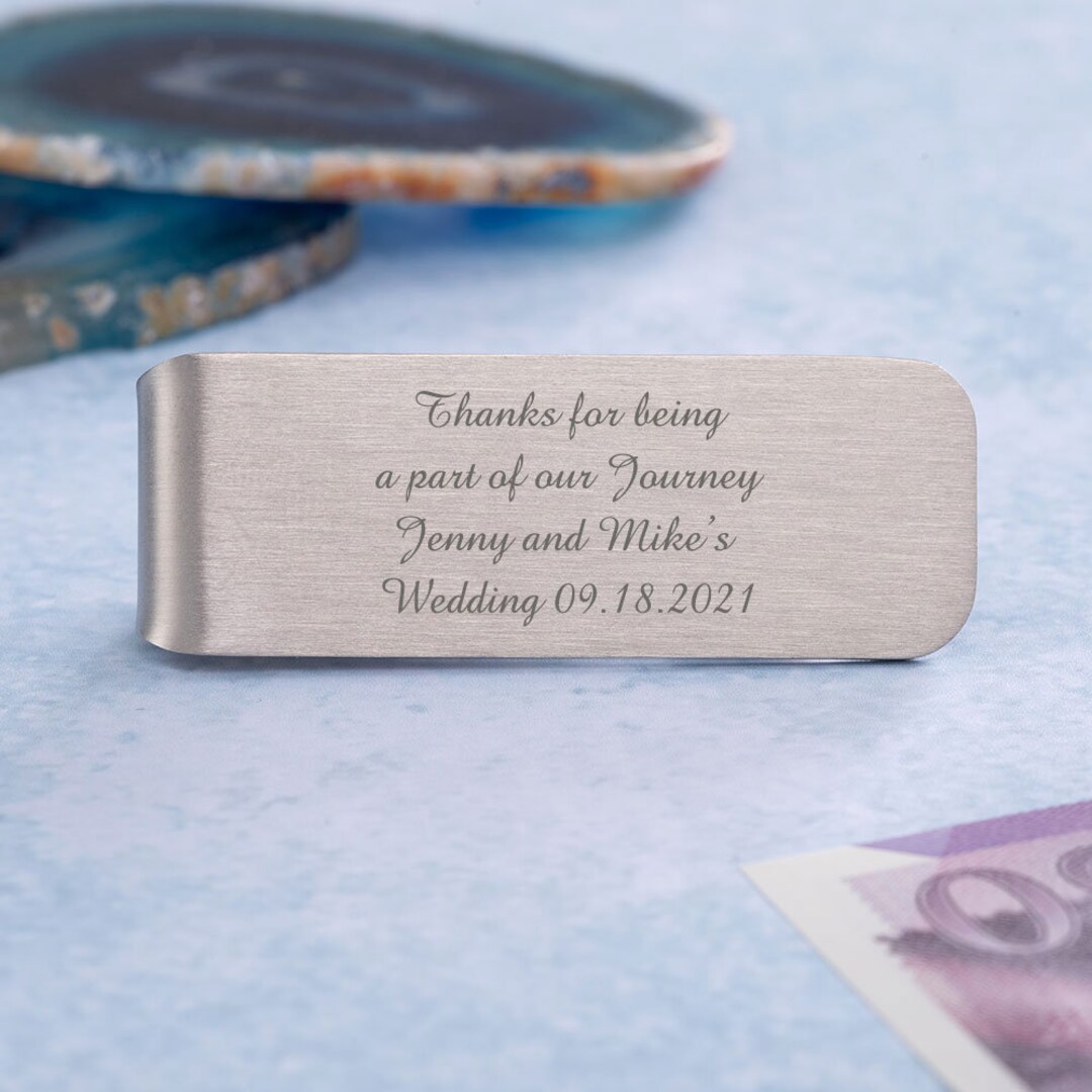 Personalised Silver Satin Finish Money Clip - Custom Engraved Cash ...