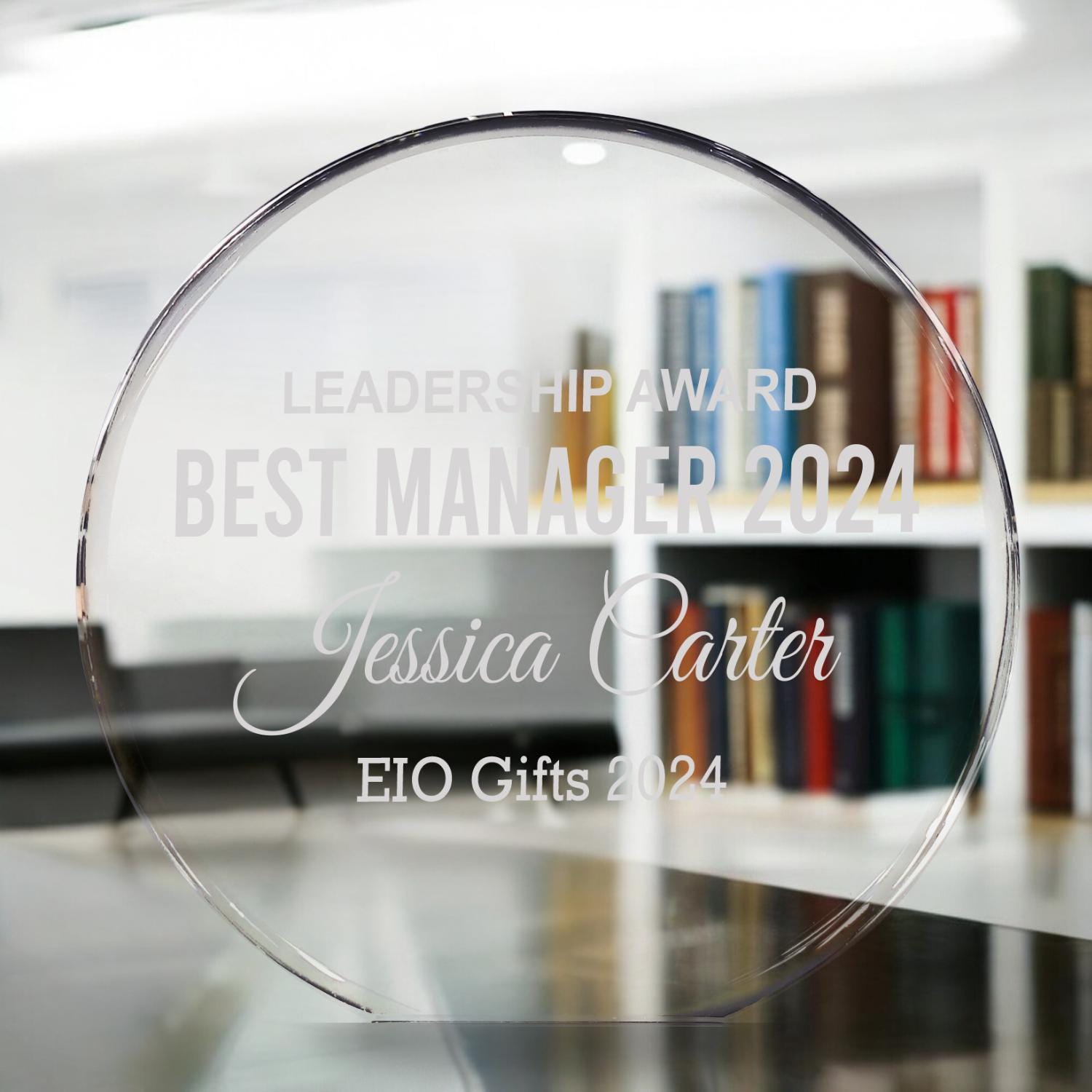 Personalised Crystal Circle Glass Trophy Award, Custom Engraved Text ...