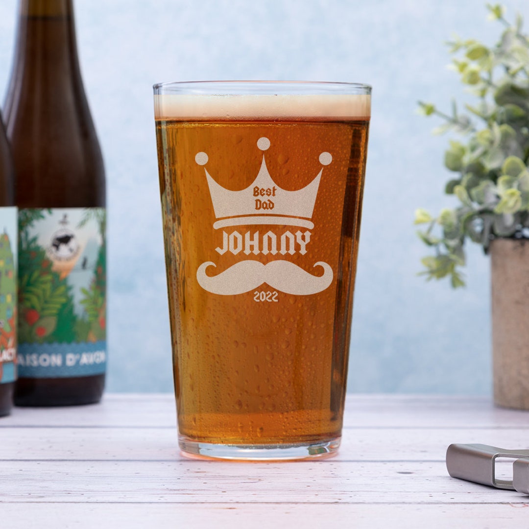 Personalised Crowned Best Dad Conique Toughened 570ml Pint Glass in ...