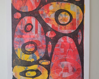Topanga Original Monoprint Art Print Signed MCM Abstract With Collage ...