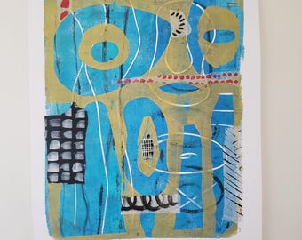Microburst Original Monoprint Art Print Signed MCM Abstract With ...