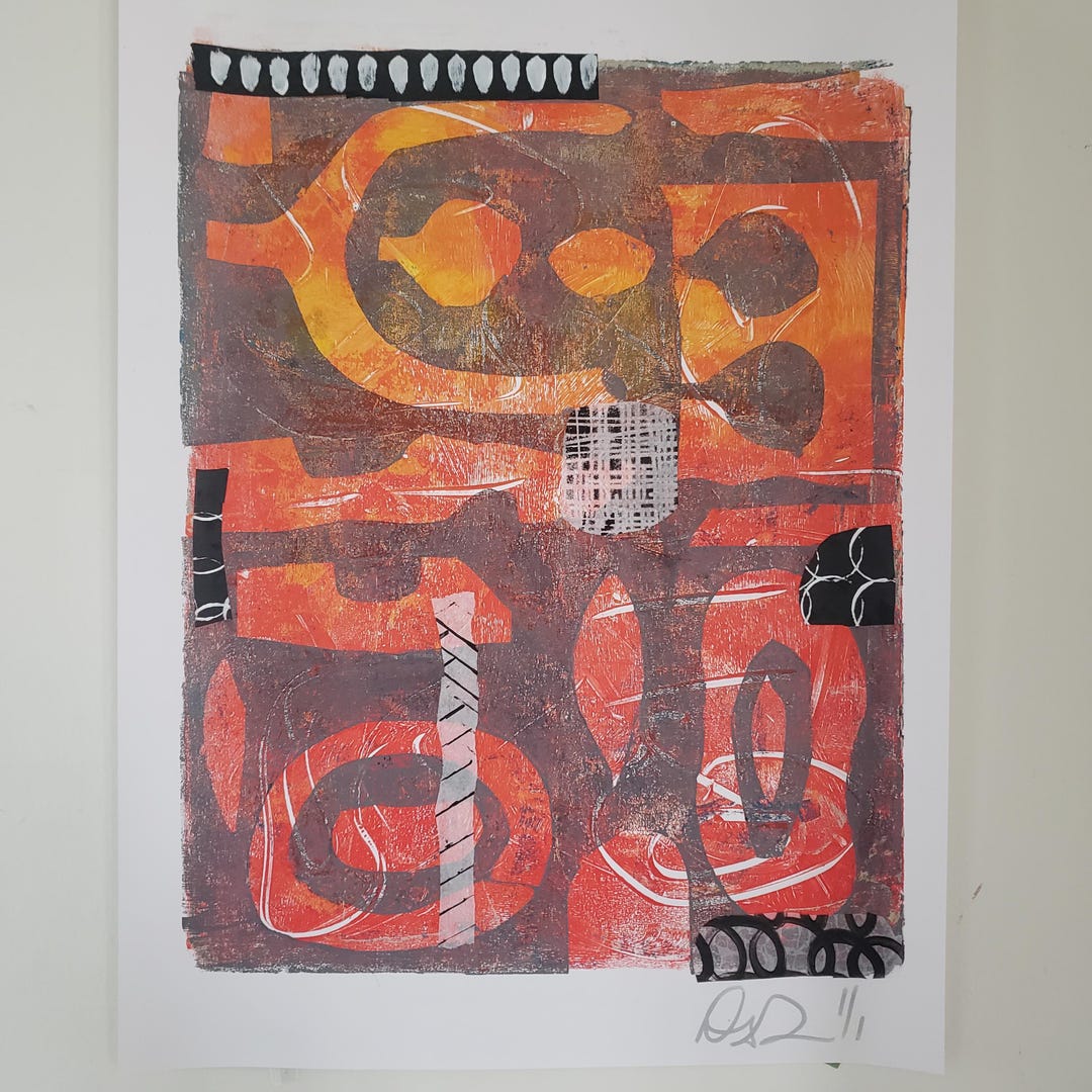 Original Monoprint Art Print Wall Art Signed MCM Mid Century Modern ...