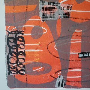Sunset Original Monoprint Art Print Signed MCM Abstract With Collage 18 ...