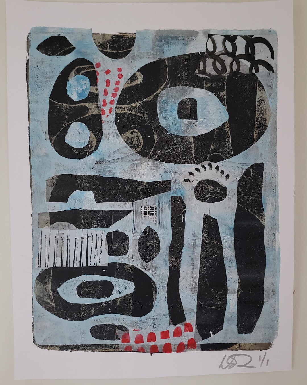 Storm Original Monoprint Art Print Signed MCM Abstract With Collage 18 ...