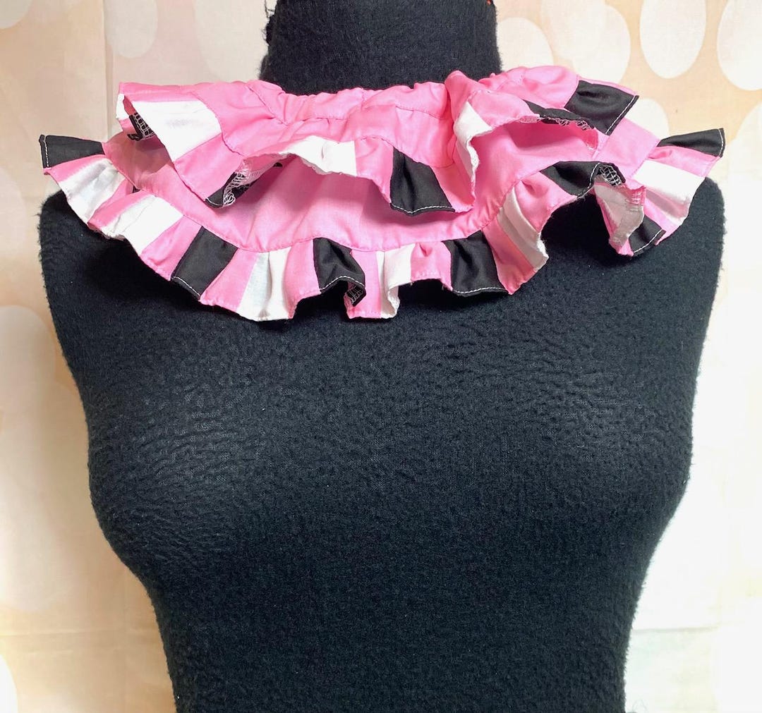 Clown Collar Neck Ruff Pink Black Handmade Cotton Blend Costume ...