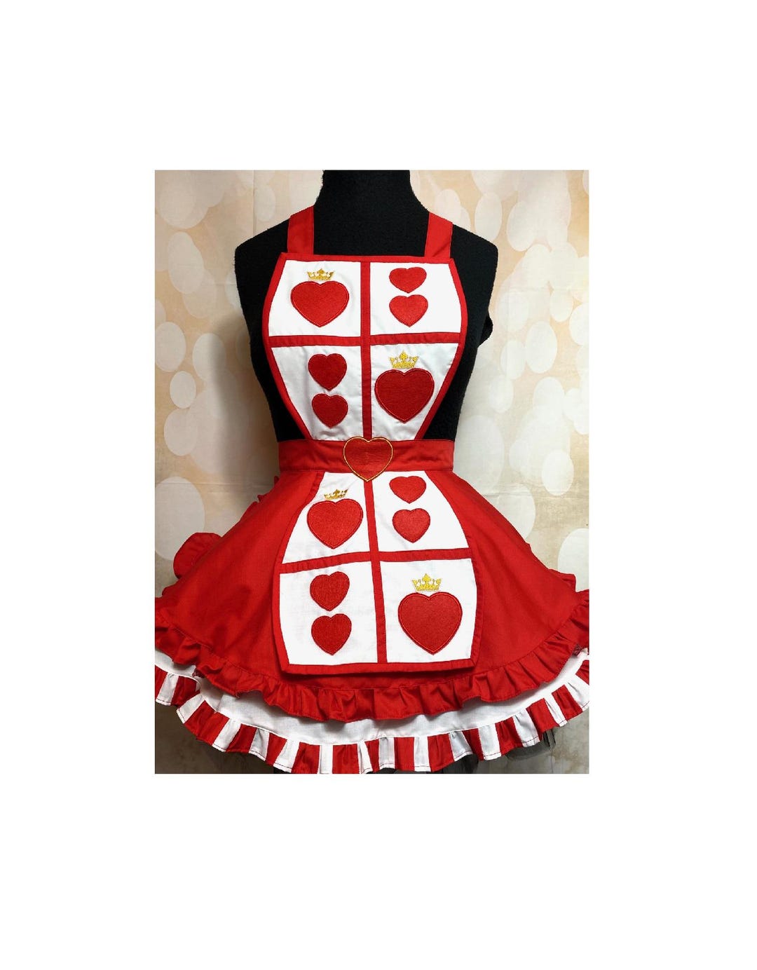 2 Sizes Queen of Hearts Livery Handmade Cotton Blend Kitchen Cosplay ...