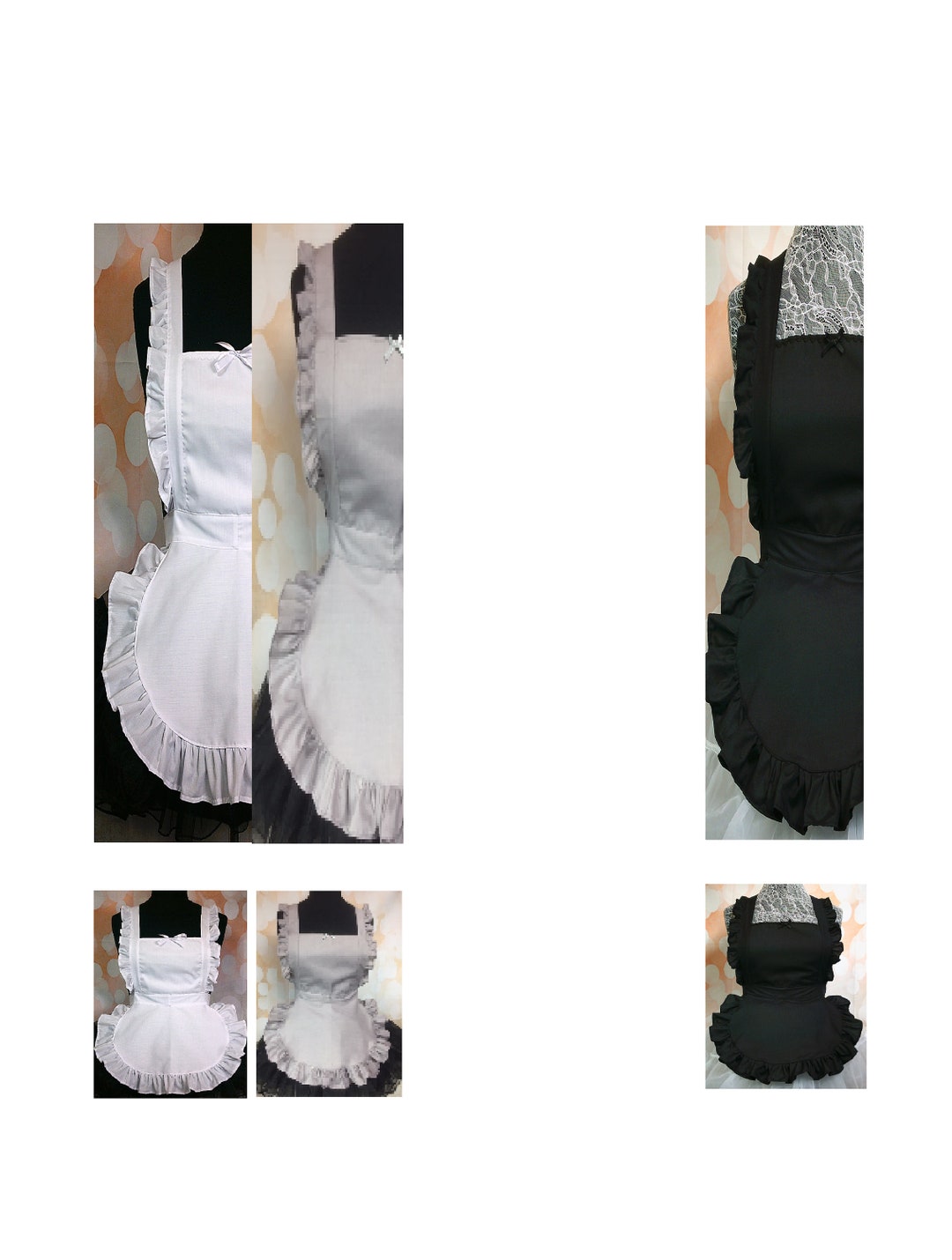MADE TO ORDER White Grey Black Square Pinafore Handmade Retro Diner ...