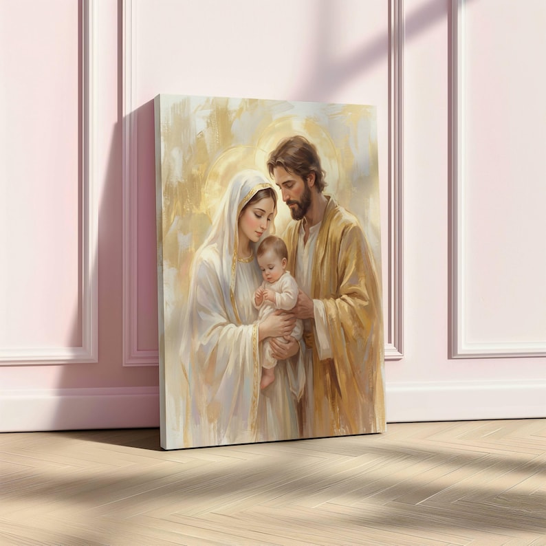 Holy Family Canvas Wall Art - Matte Finish, Gentle Light Scene - Etsy UK